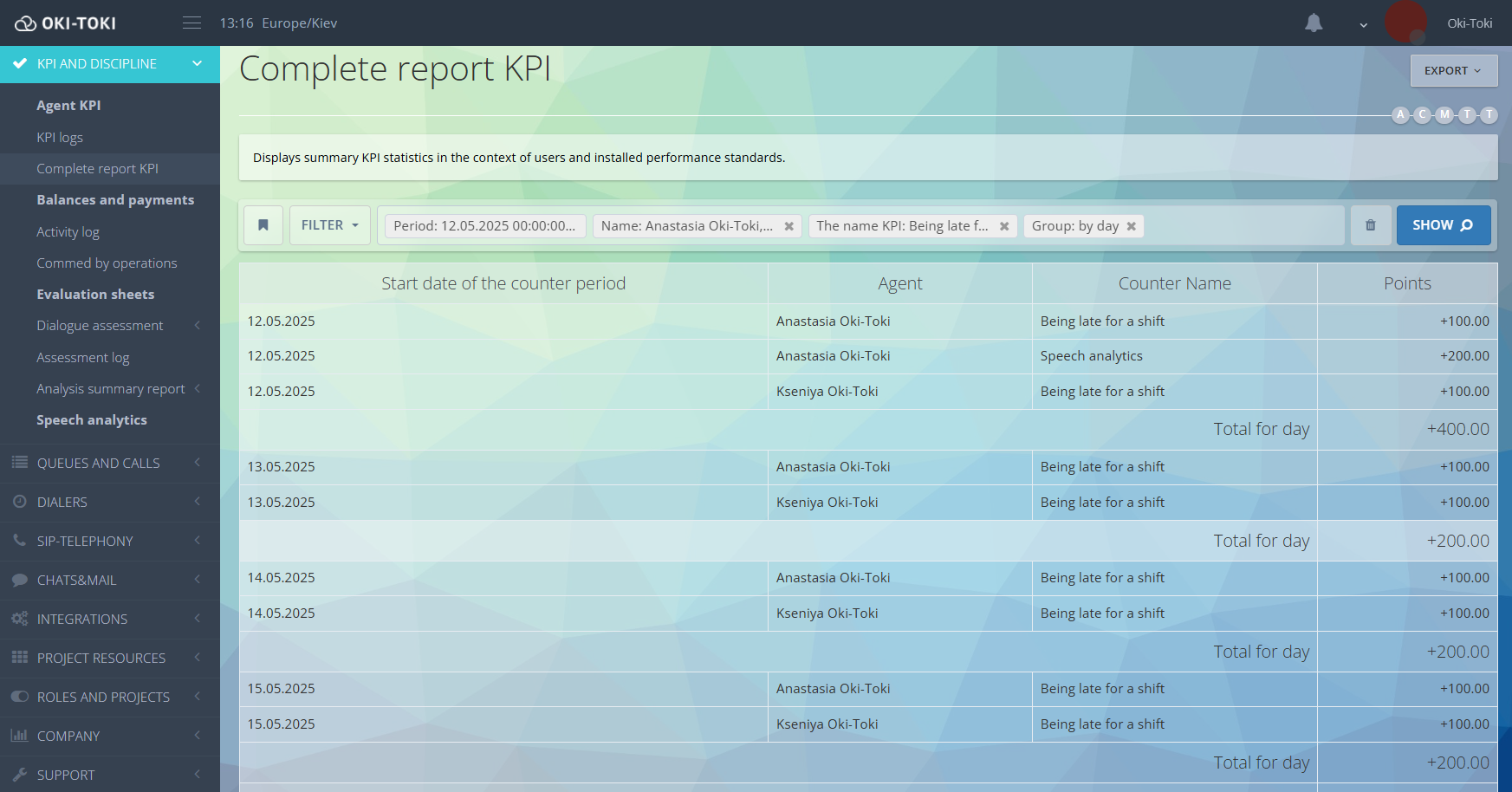 Reports Oki-Toki: Lista completa de análisis para el call center