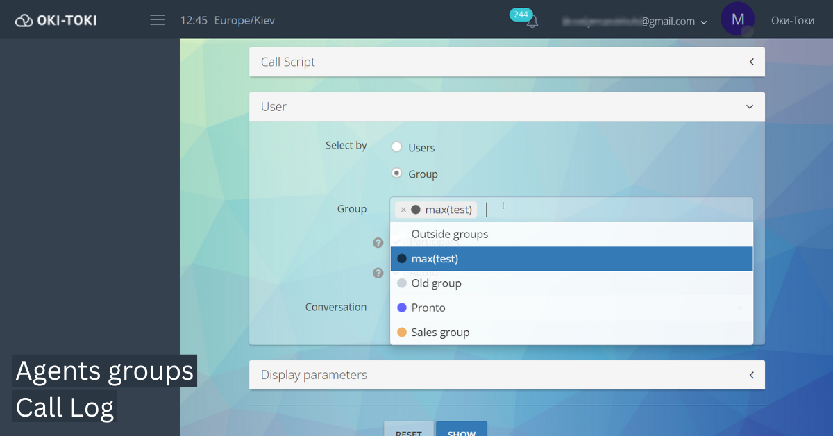 Note: User groups - PBX and SIP-telephony Oki-Toki