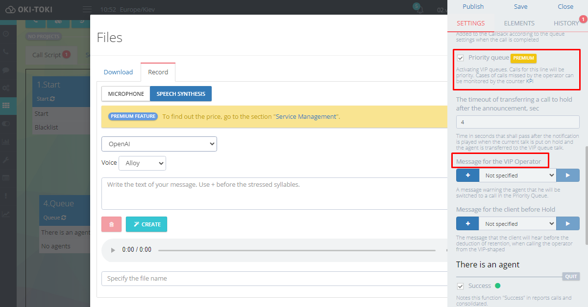 VIP Caller Queue and VIP Number List at the Call Center