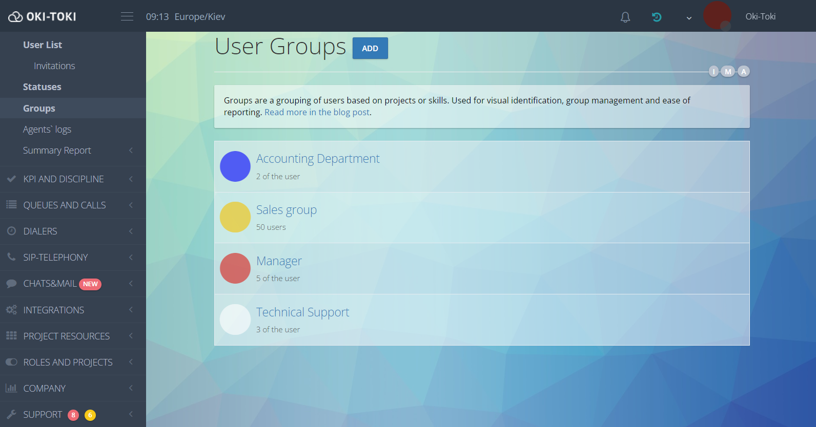 How to set up the agent's work — Oki-Toki