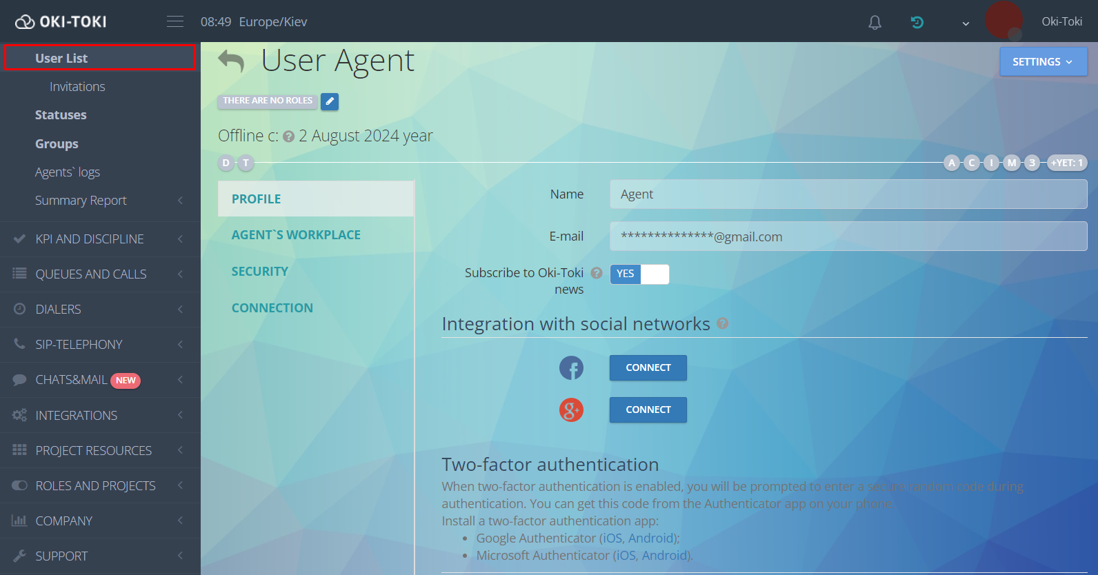 Jak skonfigurować pracę operatora call center w Oki-Toki